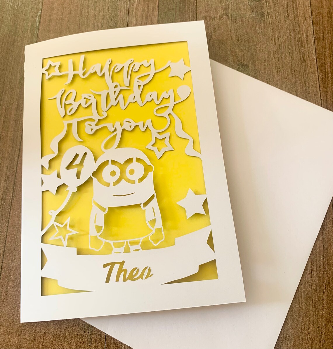 Handmade Minion Personalised Paper-cut Name/number Birthday - Etsy