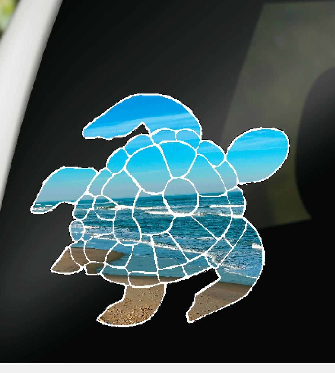 Sea Turtle Beach Vinyl Car Decal Sticker - Etsy