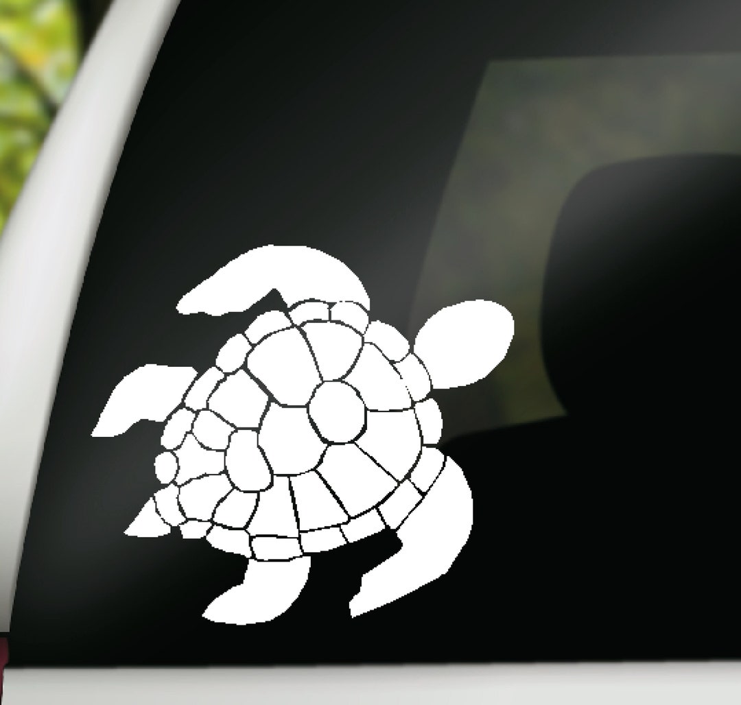 Sea Turtle Vinyl Decal, Minimalist Turtle Car Sticker, Beach Coastal ...