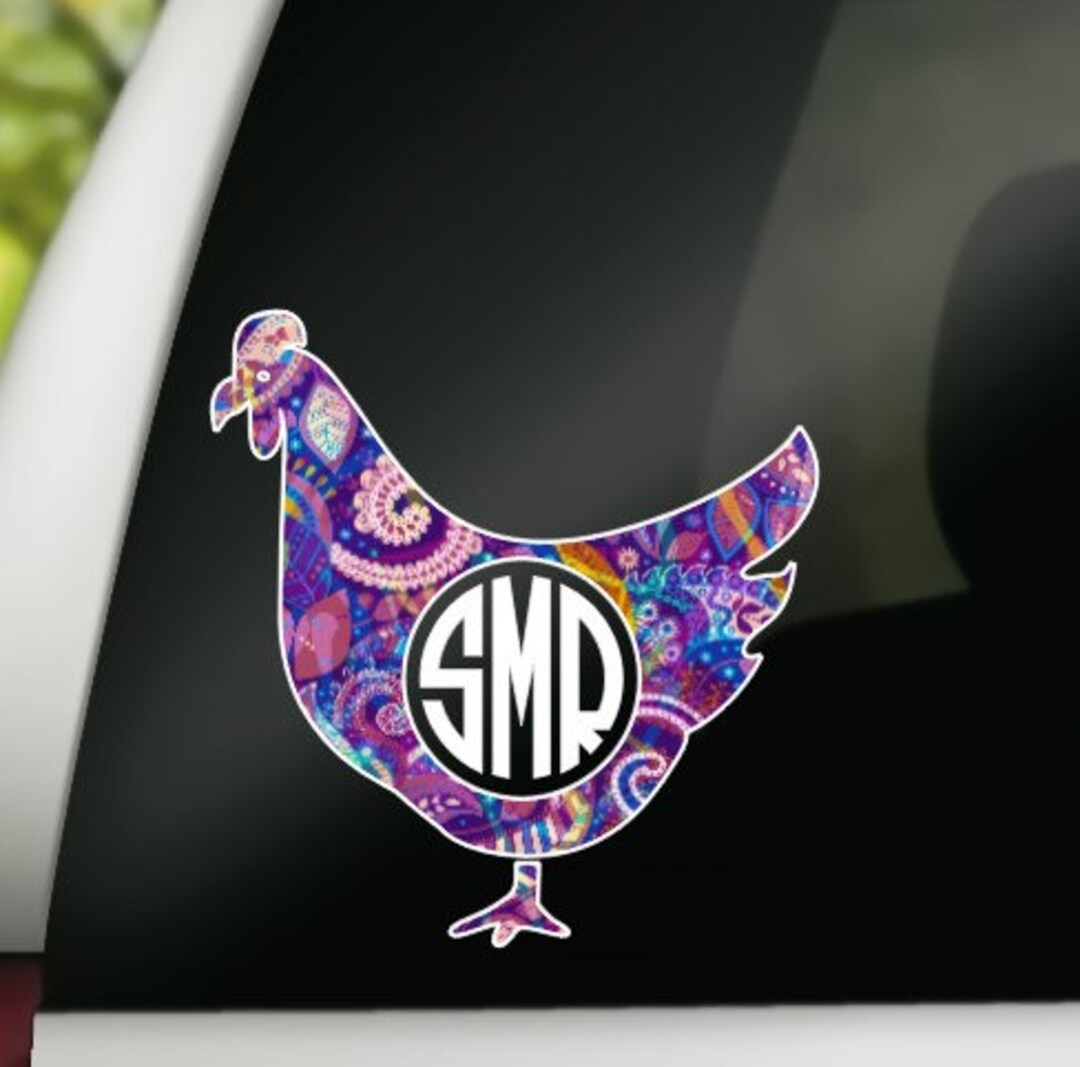 Chicken Monogram Vinyl Decal - Etsy