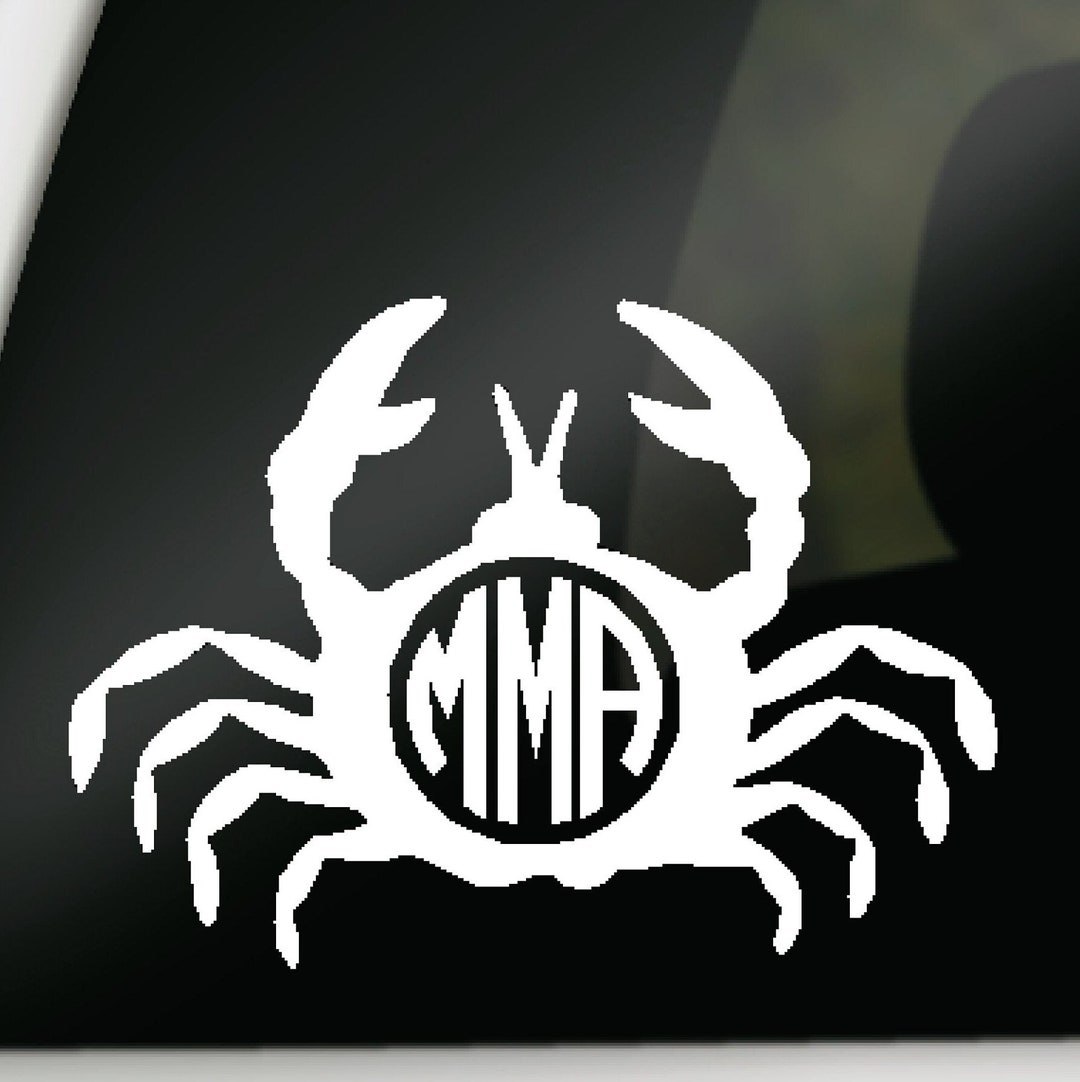 Crab Vinyl Car Decal Custom Monogram - Etsy