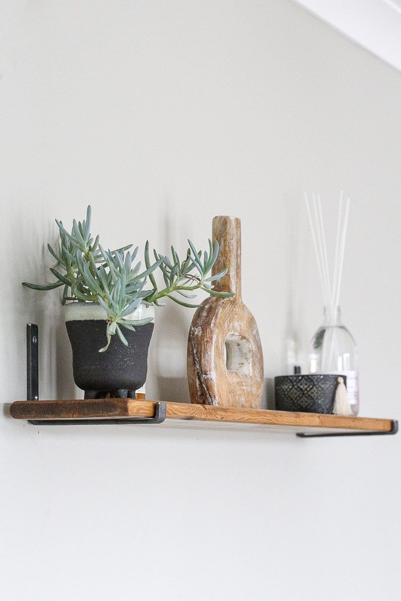 SLIM Rustic Shelves Handcrafted With Industrial Raw Steel - Etsy
