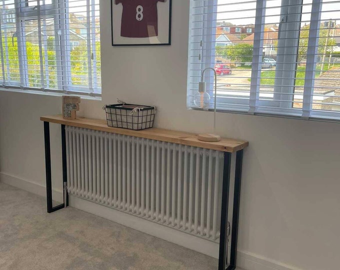 Rustic Radiator Cover Console Table Entry Way Table With Steel Box ...