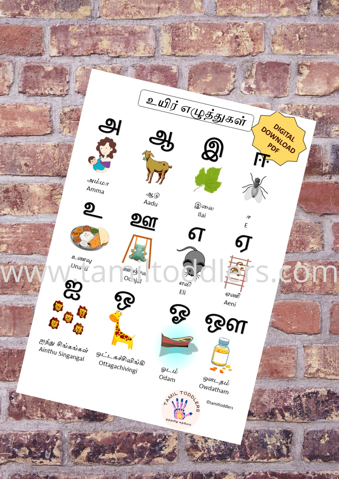Tamil Alphabet Poster, Uyir Ezhuthukkal Poster, Tamil Letters Poster ...