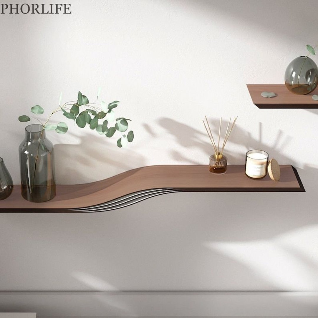 Modern Furniture: Floating Wall Bookshelf With Wood Shelves - Etsy