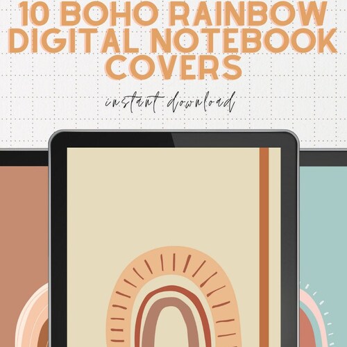 10 Boho Rainbow Digital Notebook Covers Digital Planner - Etsy
