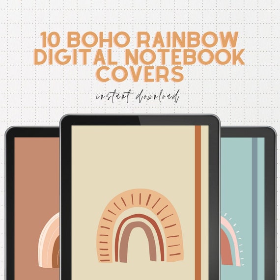 10 Boho Rainbow Digital Notebook Covers Digital Planner - Etsy