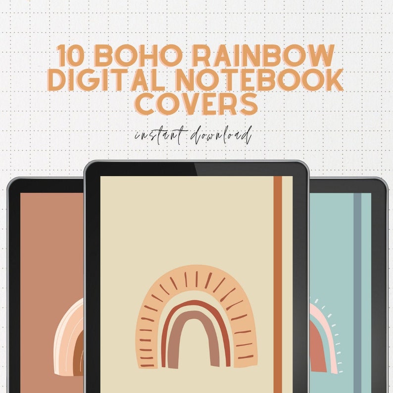10 Boho Rainbow Digital Notebook Covers Digital Planner - Etsy