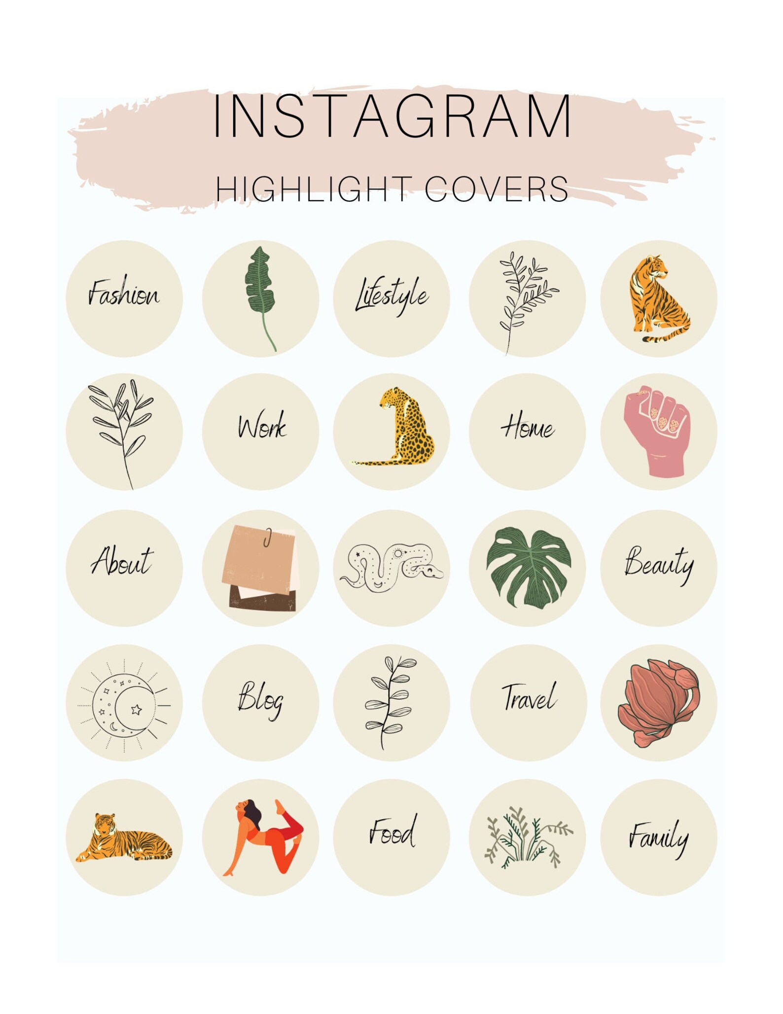 25 Modern Jungle Instagram Highlight Cover Icons | Instagram Story ...