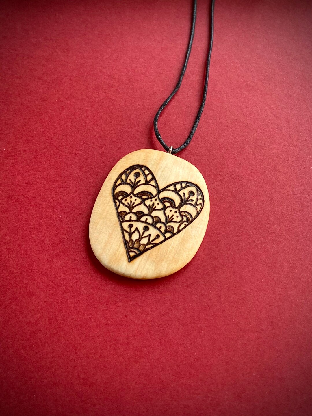 Heart Pendant, Heart Necklace, Mandala Heart, Eco Gift, Wood Pendant ...