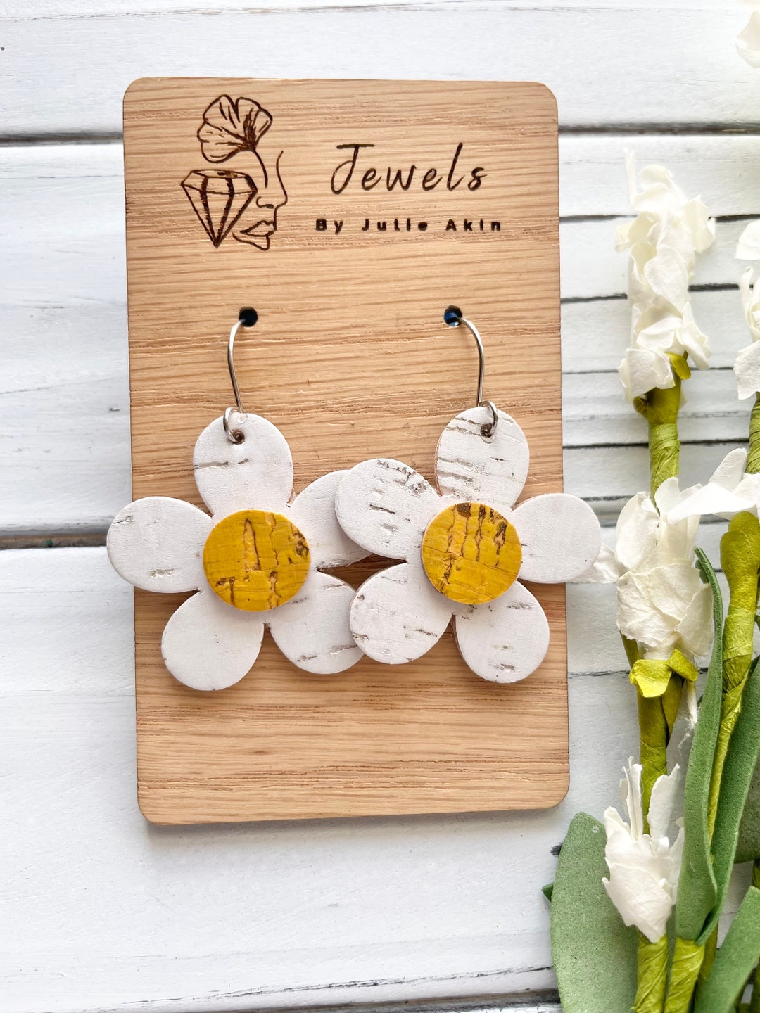 Daisy Earrings | Genuine Leather Earrings | Leather Earrings | Spring Earrings | Flower Earrings ...