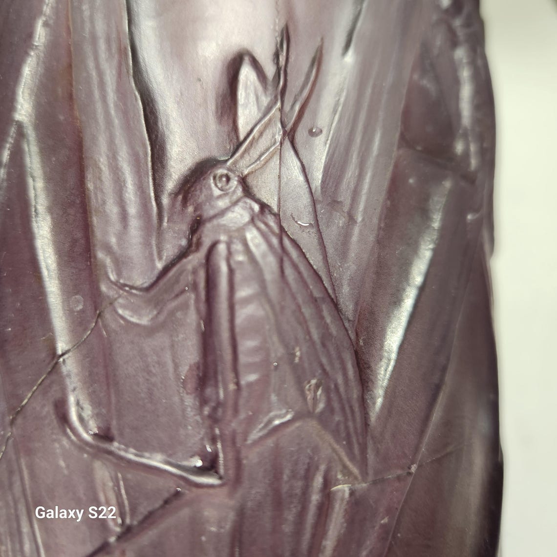 Vintage Pheonix Consolidated Katydid Frosted Amethyst Vase-rare - Etsy