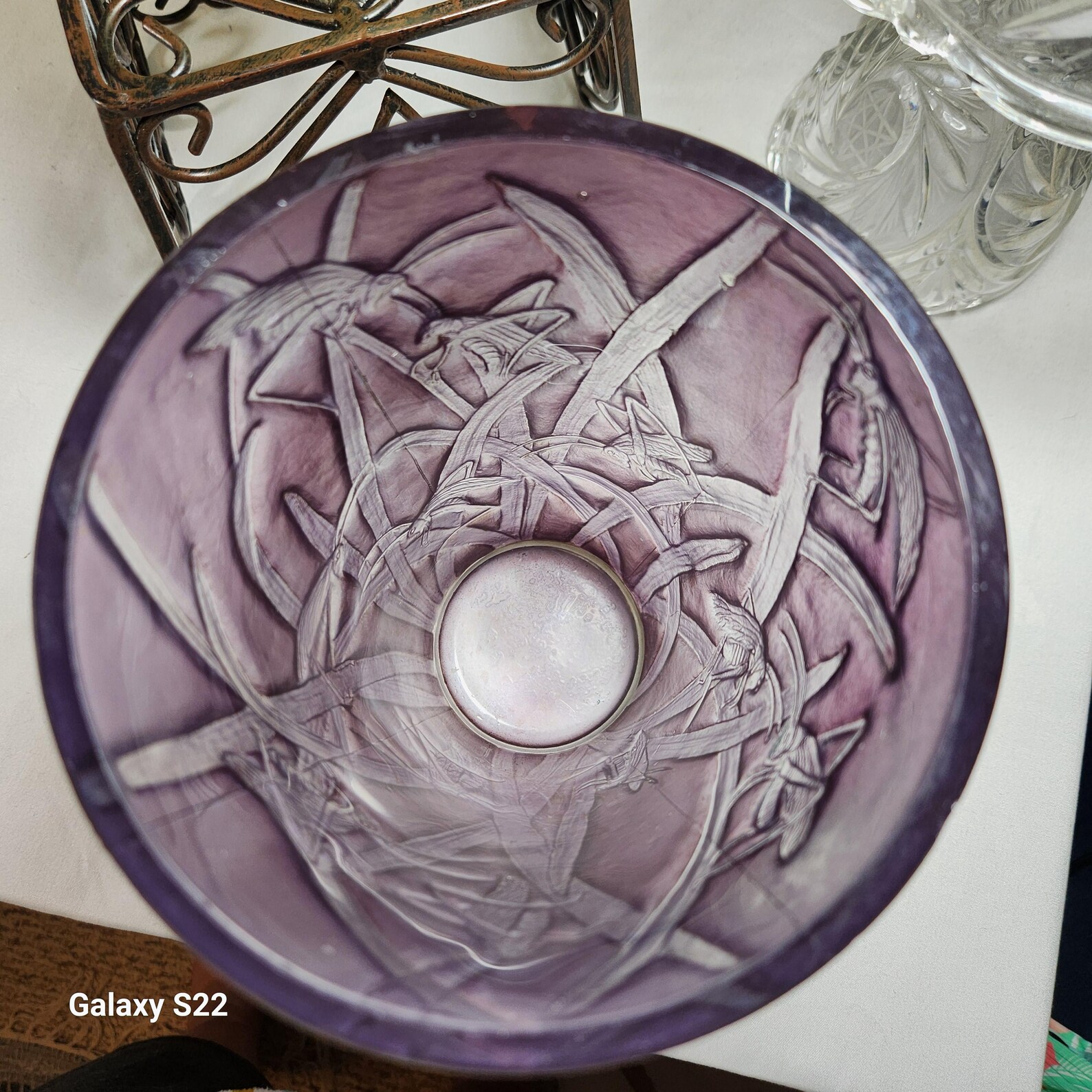 Vintage Pheonix Consolidated Katydid Frosted Amethyst Vase-rare - Etsy