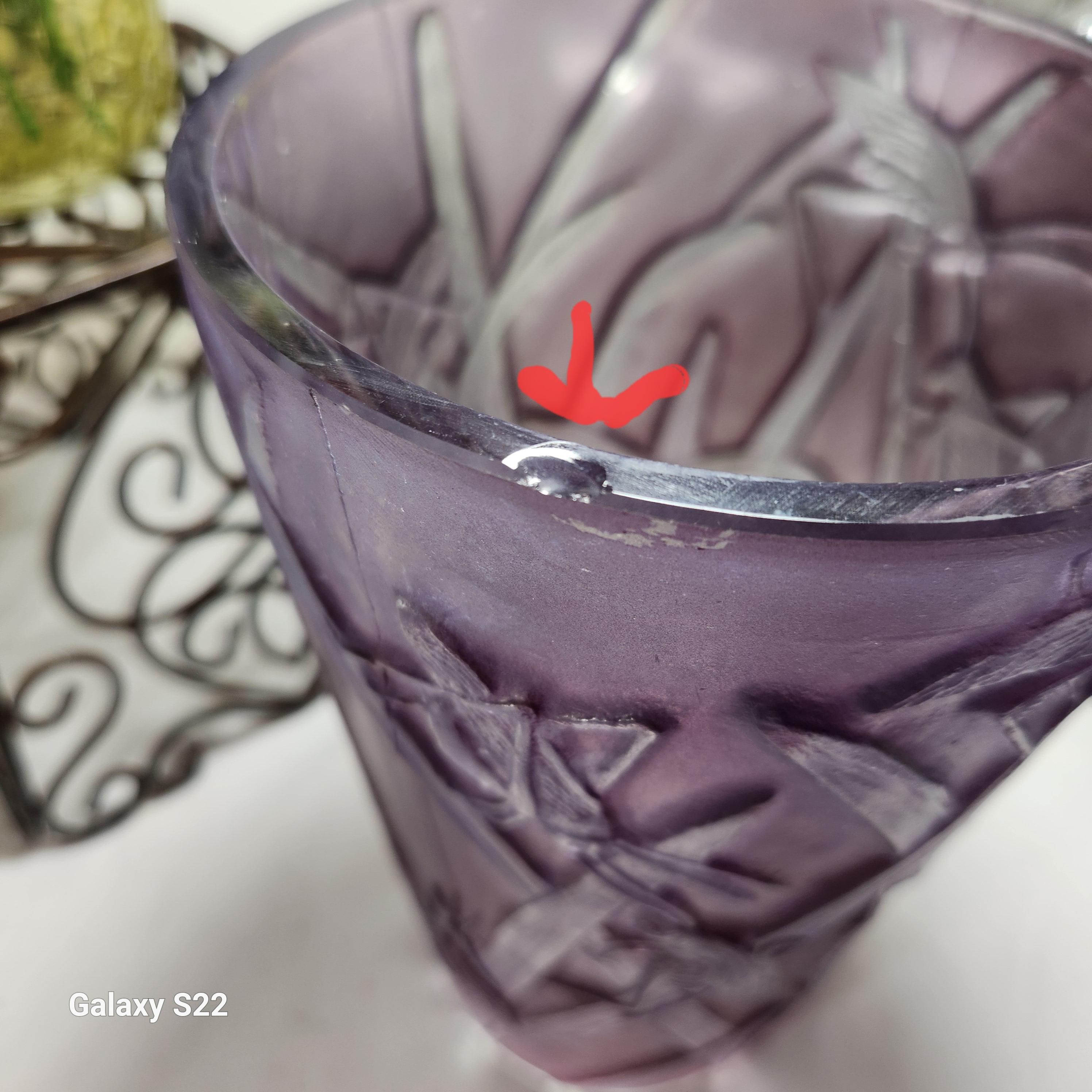 Vintage Pheonix Consolidated Katydid Frosted Amethyst Vase-rare - Etsy