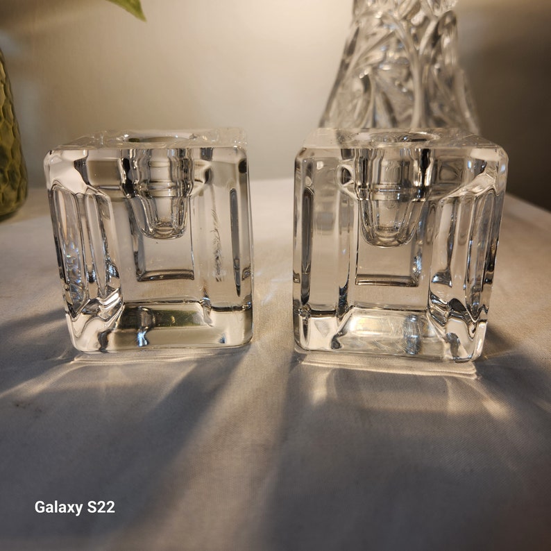Cambridge Square Design Crystal Taper Candle Holders - Etsy