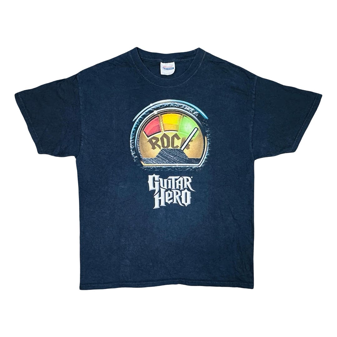Vintage Y2K Guitar Hero I Rock Promo Graphic Tee Size Large 2005 Video ...