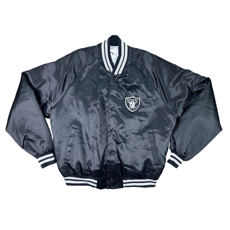 Vintage 1980s Chalk Line Los Angeles Raiders Satin Bomber Jacket Size ...