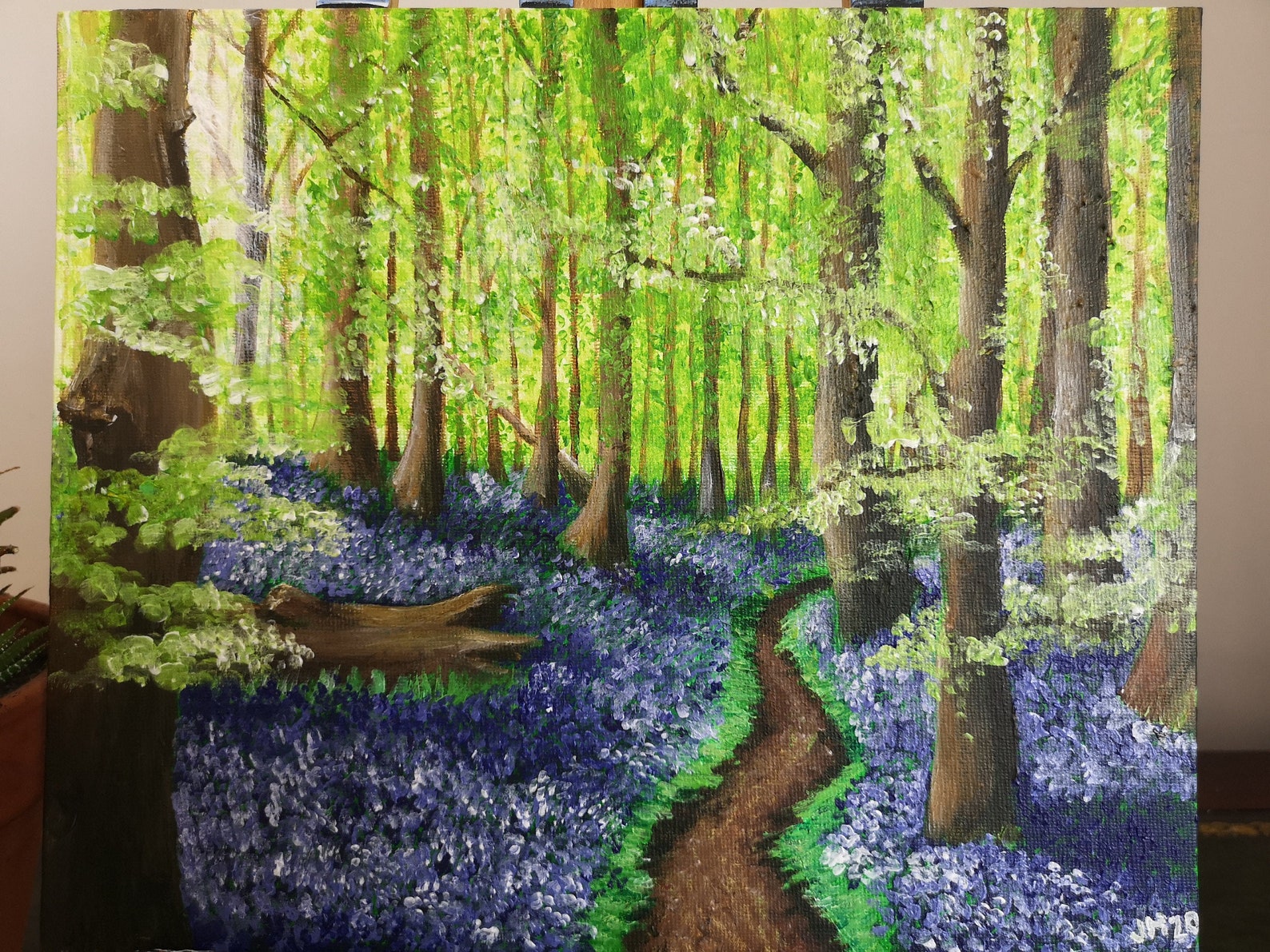 Bluebell Wood Acrylic Painting , Original 25cm X 30cm Unframed Acrylic ...