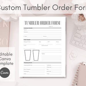 Custom Tumbler Order Form, Canva Template - Etsy
