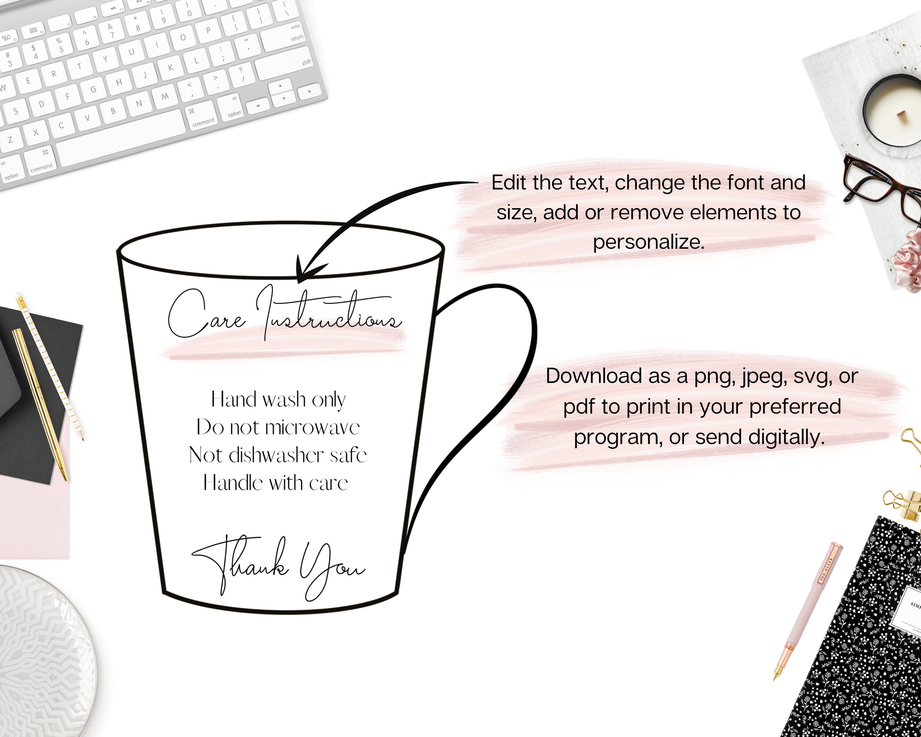 Care Instructions Card Template | Canva Template | Craft Business ...