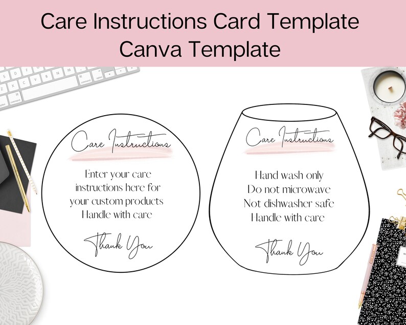 Care Instructions Card Template | Canva Template | Craft Business ...