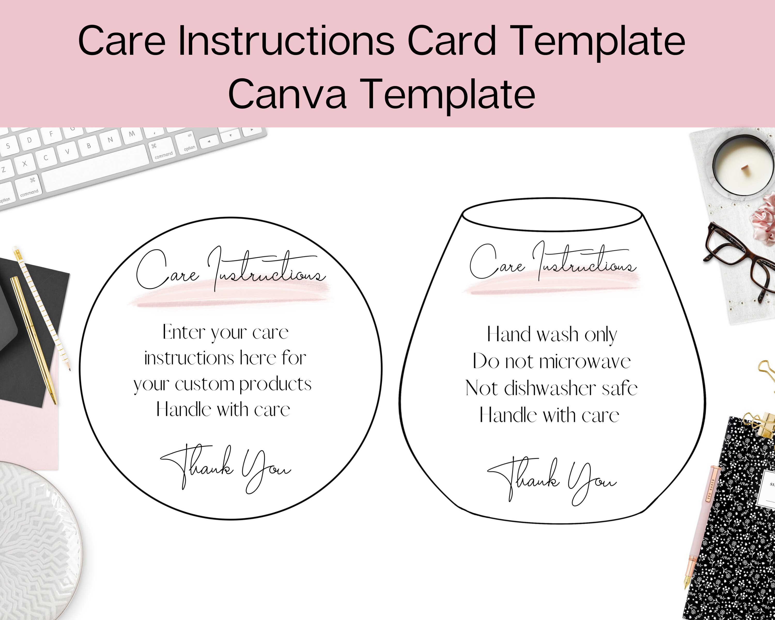 Care Instructions Card Template | Canva Template | Craft Business ...