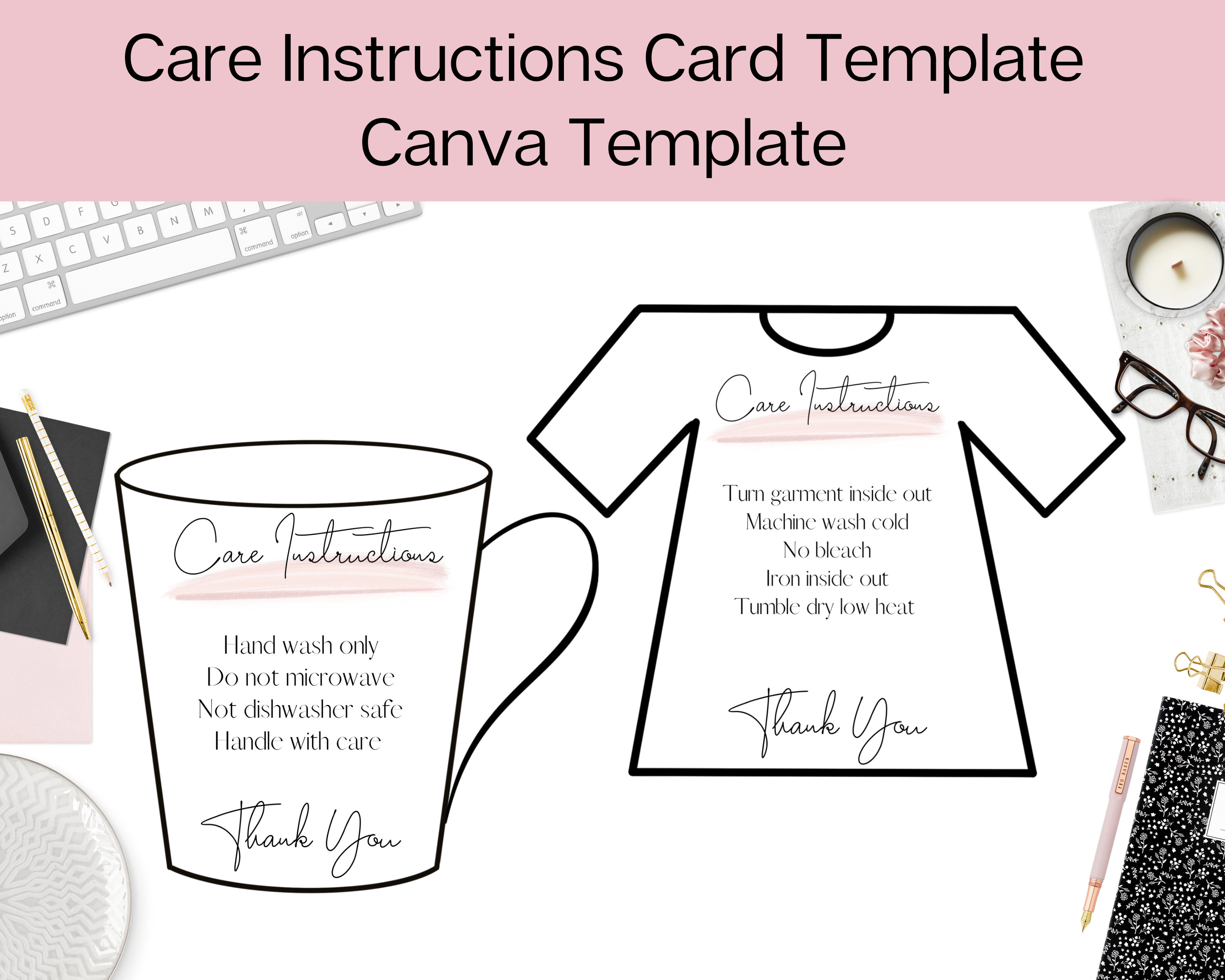 Care Instructions Card Template | Canva Template | Craft Business ...