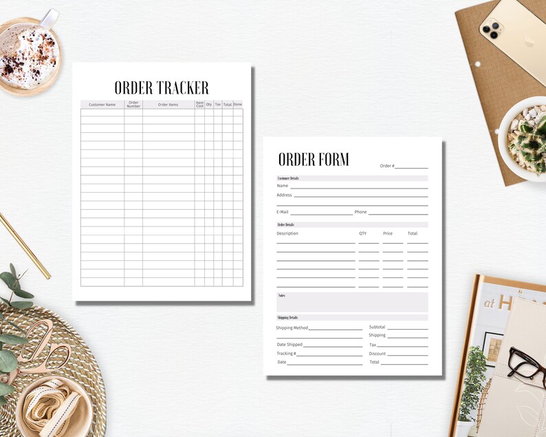 Customer Order Form PDF Gray Bundle, Business Trackers - Etsy
