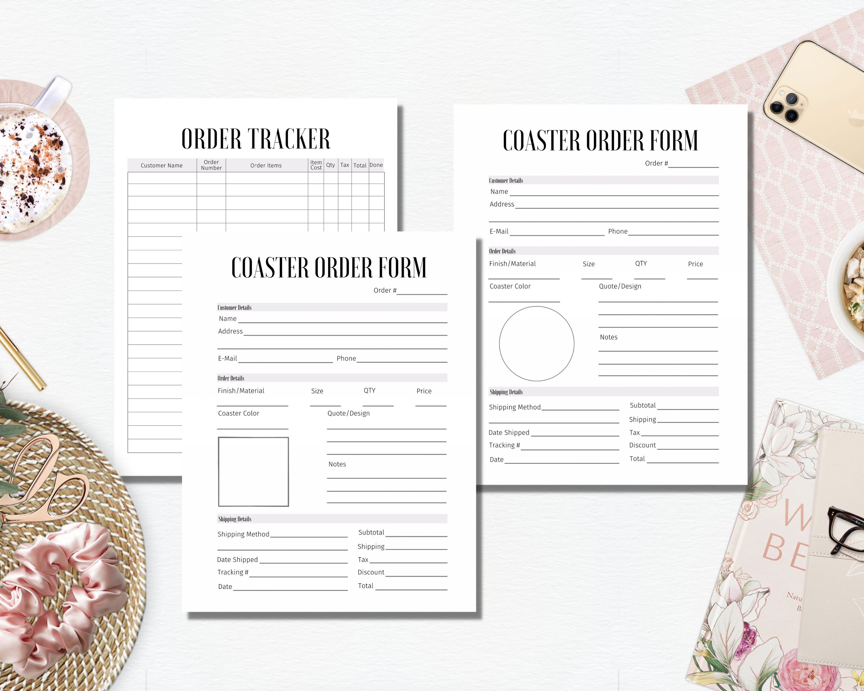 Editable Coaster Order Forms Bundle, Canva Template - Etsy