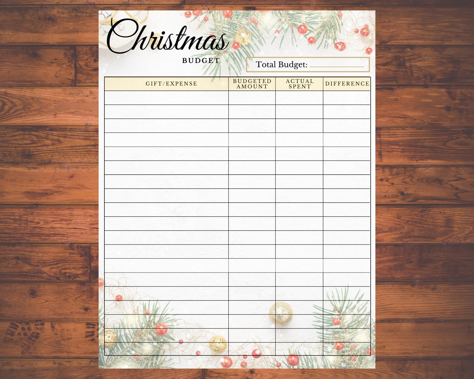 Christmas expense tracker printable - giveqery