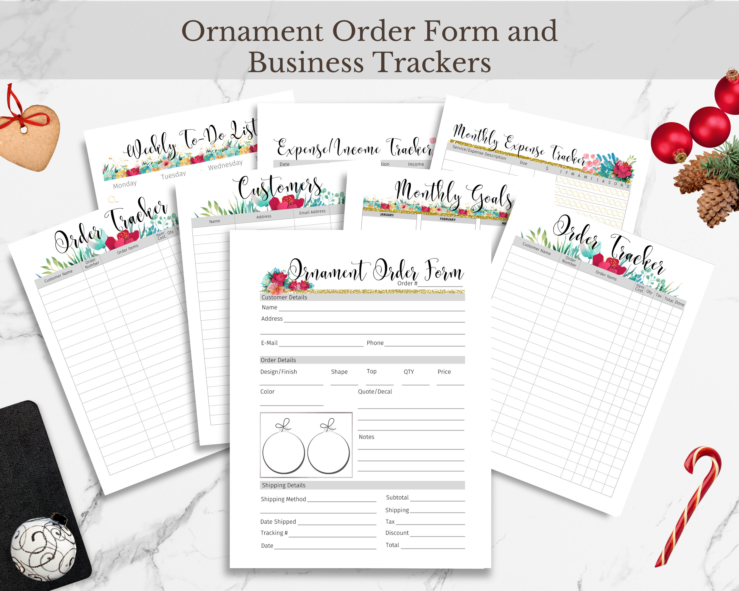 Ornament Order Form & Business Planner Bundle | Expense, Income ...