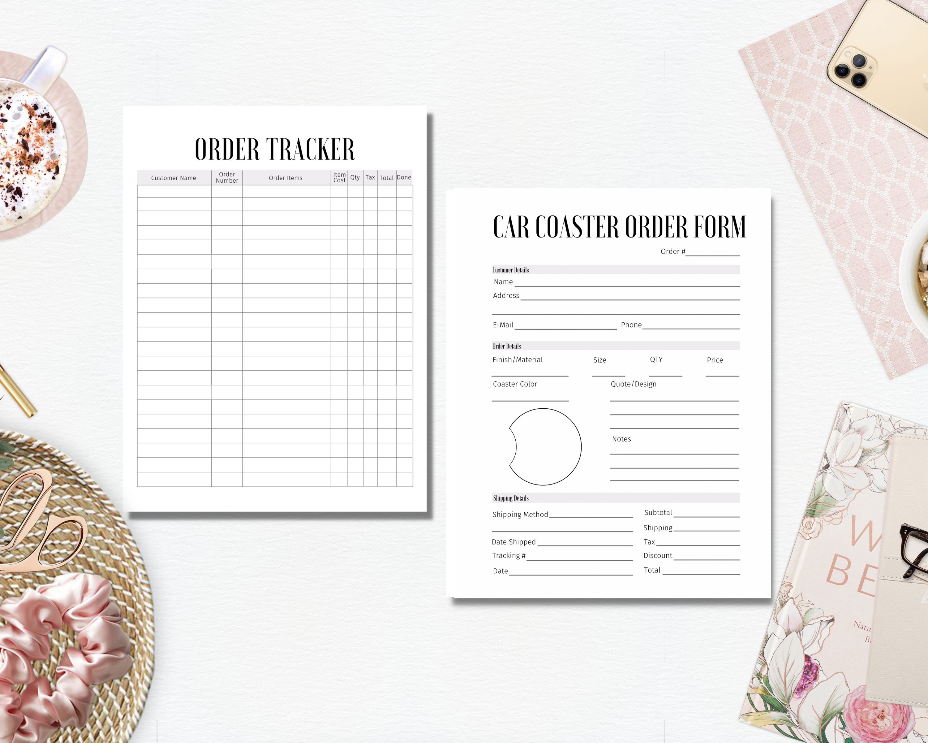 Editable Car Coaster Order Form Bundle, Canva Template - Etsy