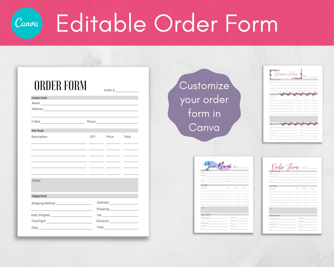 Editable Canva Order Form - Etsy