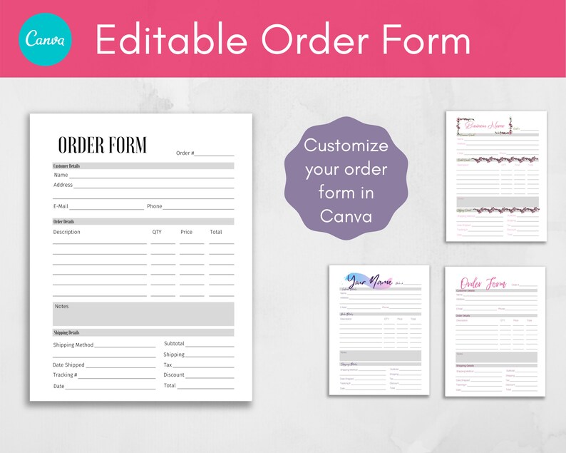 Editable Canva Order Form - Etsy