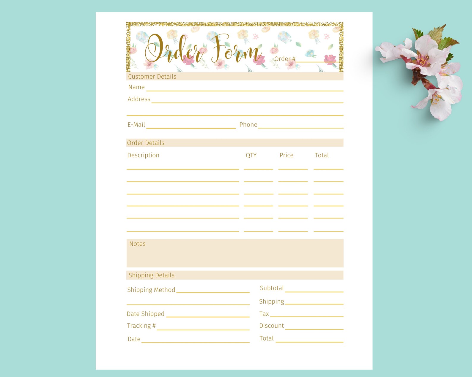 Custom Order Form | Personalized Fill-able PDF Form | Editable Small ...