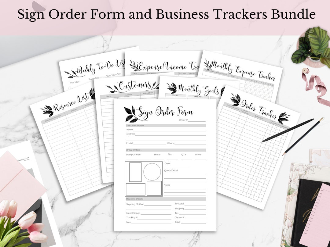 Custom Sign Order Form, Customer & Order Trackers Bundle, Printable ...
