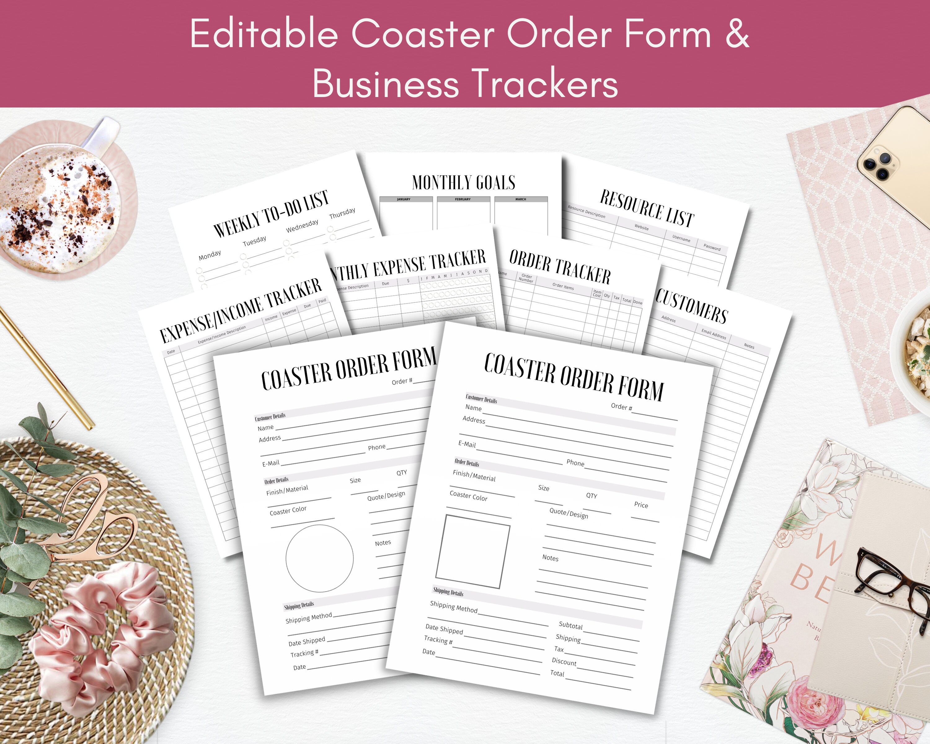 Editable Coaster Order Forms Bundle, Canva Template - Etsy