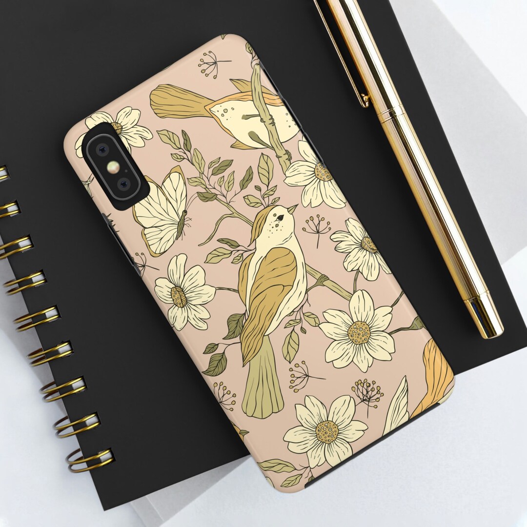 Spring Floral Bird Design Tough Phone Case for iPhone and Samsung - Etsy