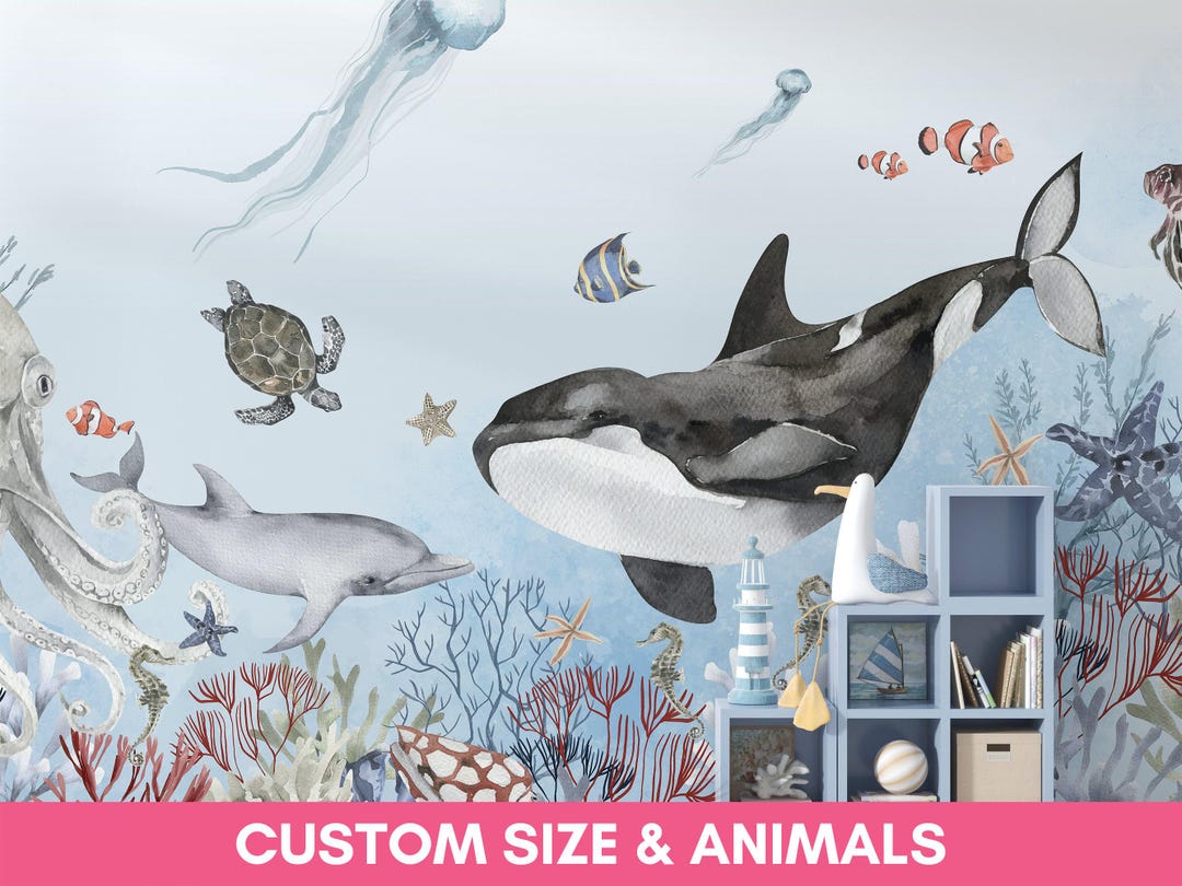 OCEAN Wallpaper / Kids Wallpaper Mural / Sea Wallpaper / Octopus ...