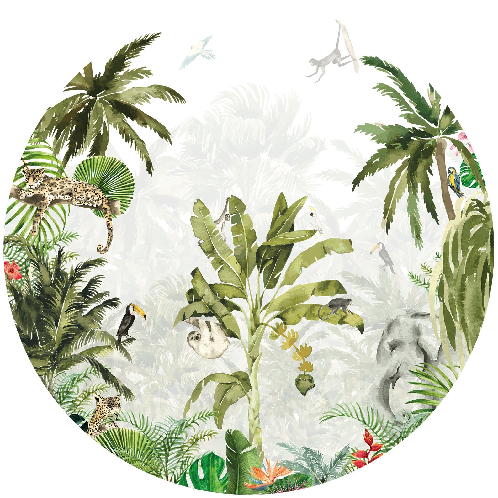 Circle Wallpaper / Into the Jungle / Non-woven Wallpaper / - Etsy