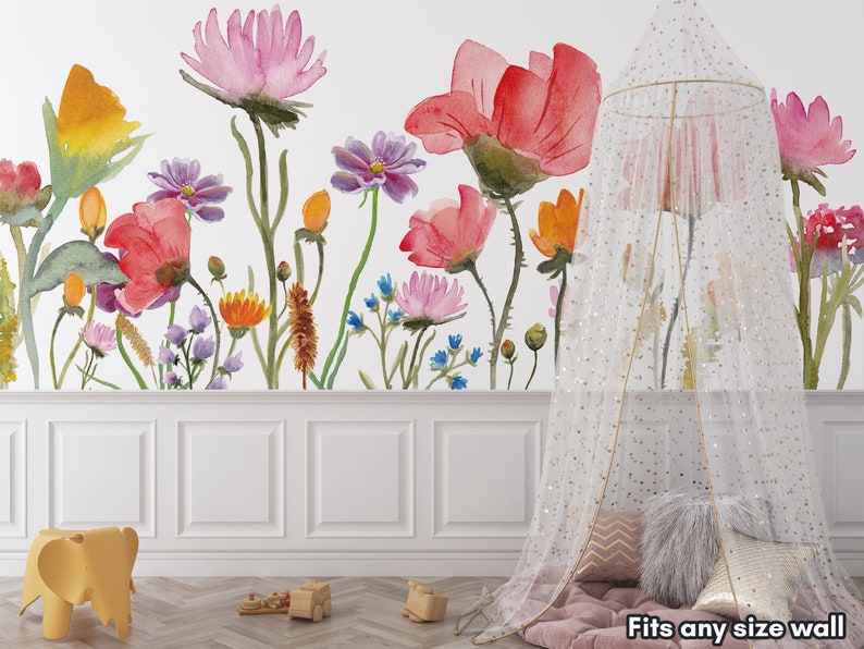 WILDFLOWER Wallpaper / Floral Wallpaper Mural / Botanical - Etsy