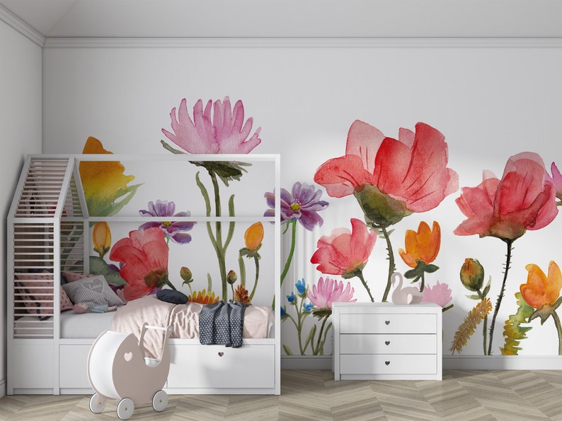 WILDFLOWER Wallpaper / Floral Wallpaper Mural / Botanical - Etsy