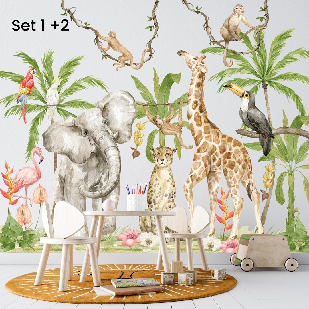 Jungle Safari Stickers Animals Selfadhesive, Large Size Stickers, Peel ...