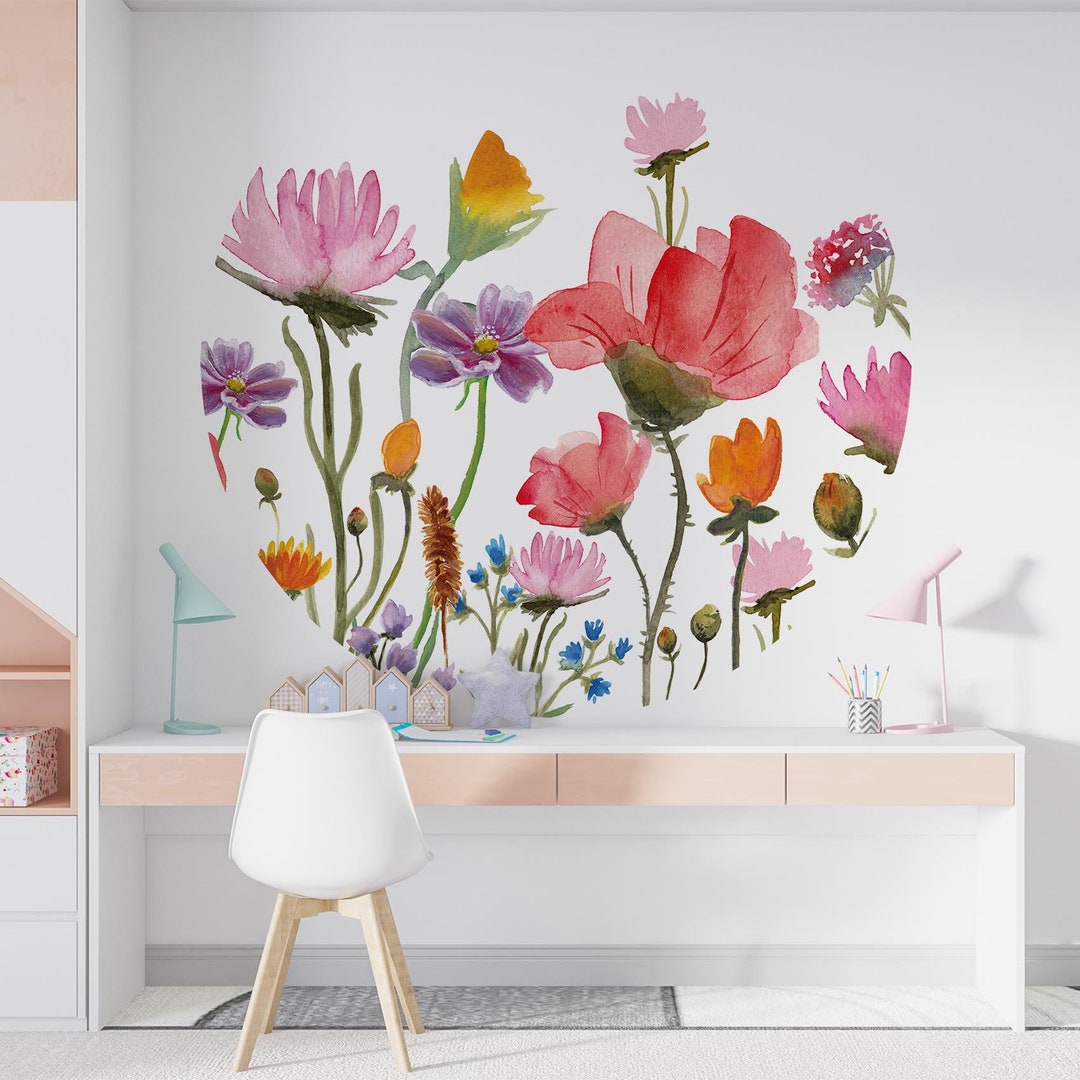 Circle Wallpaper / Wildflowers / Non-woven Wallpaper / Environmentally ...