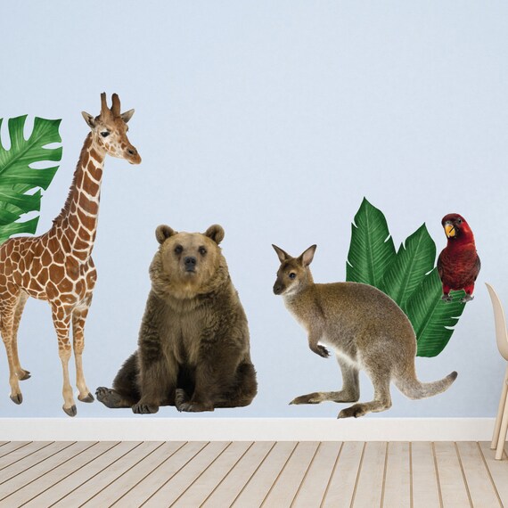 Wall Decal for Kids Wild Animals Wall Sticker Set Stickers | Etsy