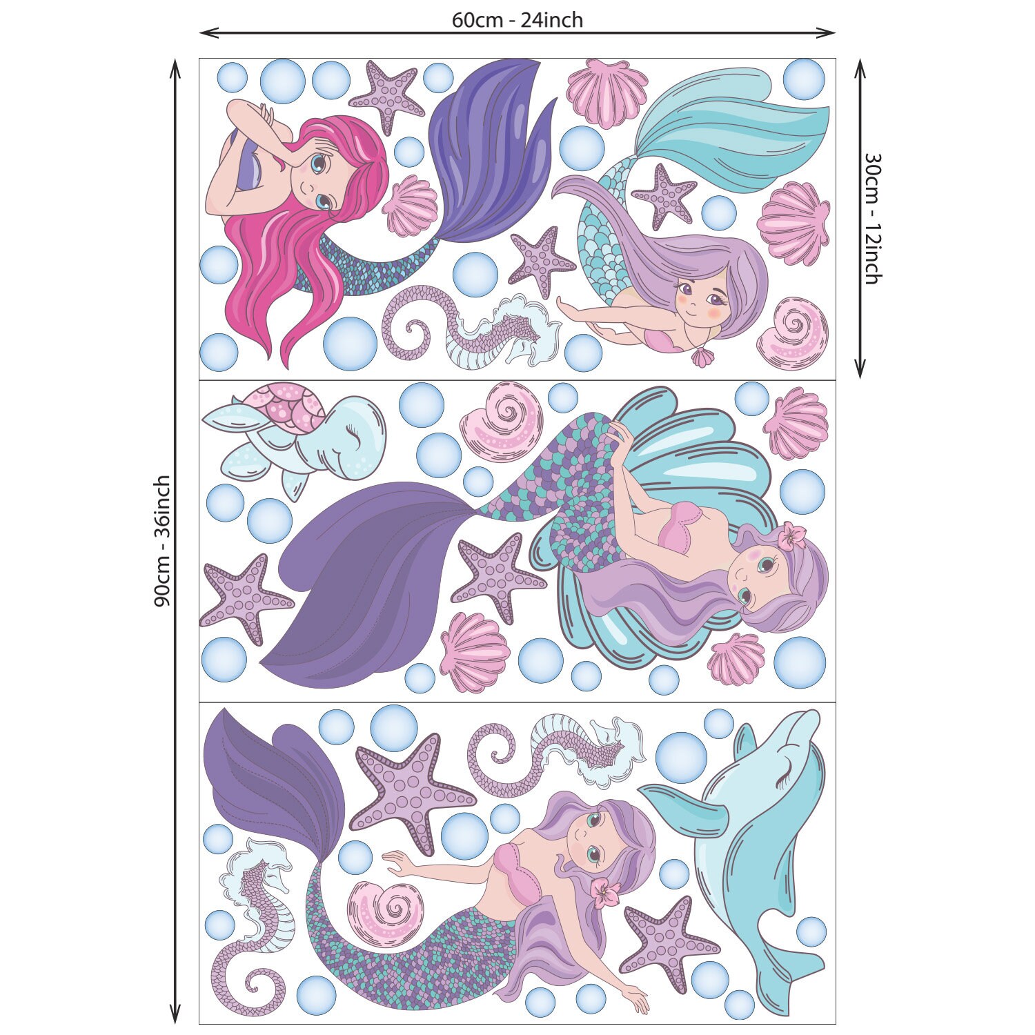 Wall Decal for Kids Cute Mermaids Wall Sticker Set - Etsy