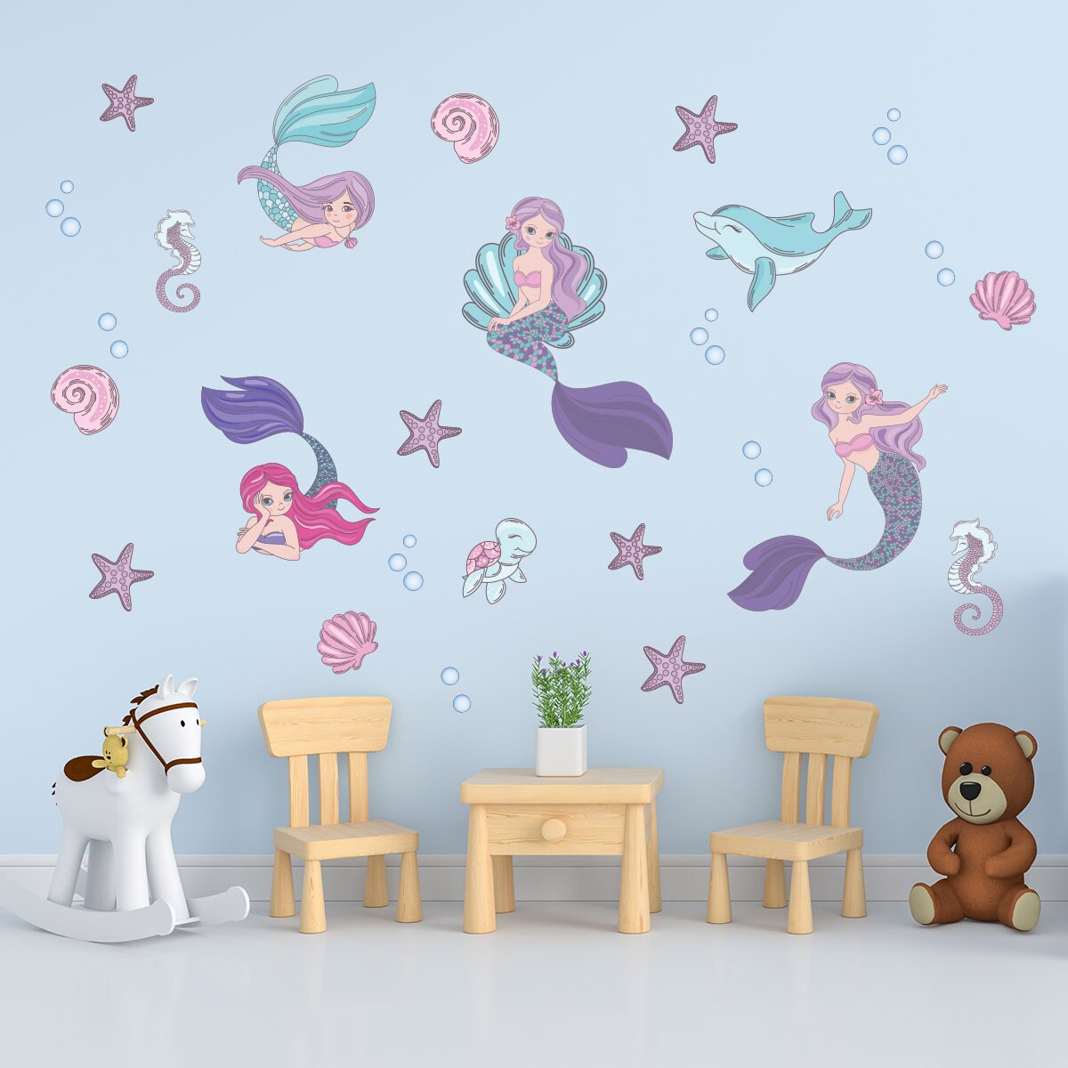 Wall Decal for Kids Cute Mermaids Wall Sticker Set - Etsy