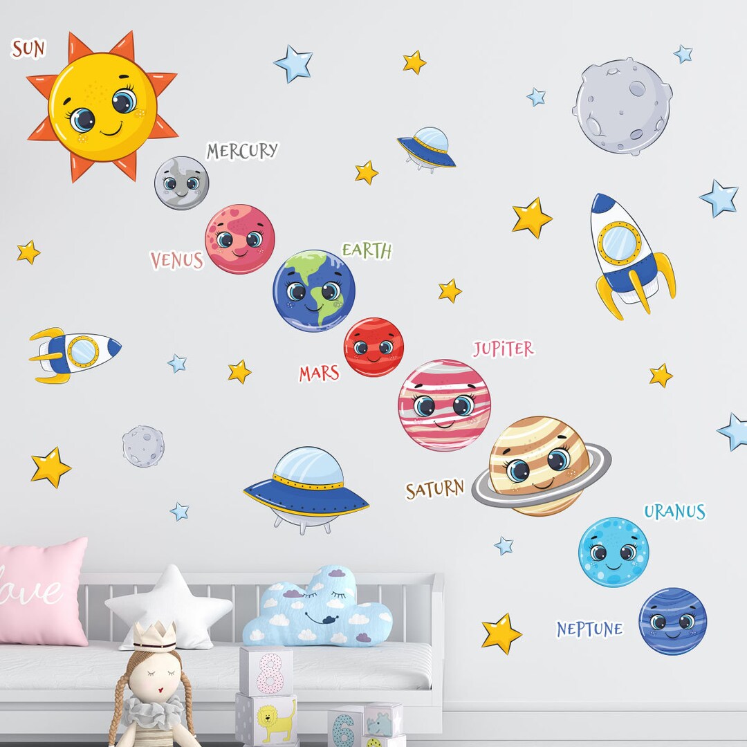 Wall Decal for Kids the Solar System Wall Sticker Set - Etsy