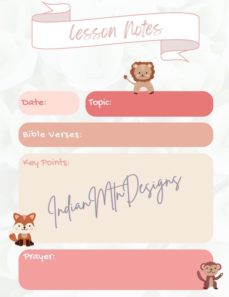 Set of 5 Church Lesson Notes, Printable Bible Activity, Kids Bible ...