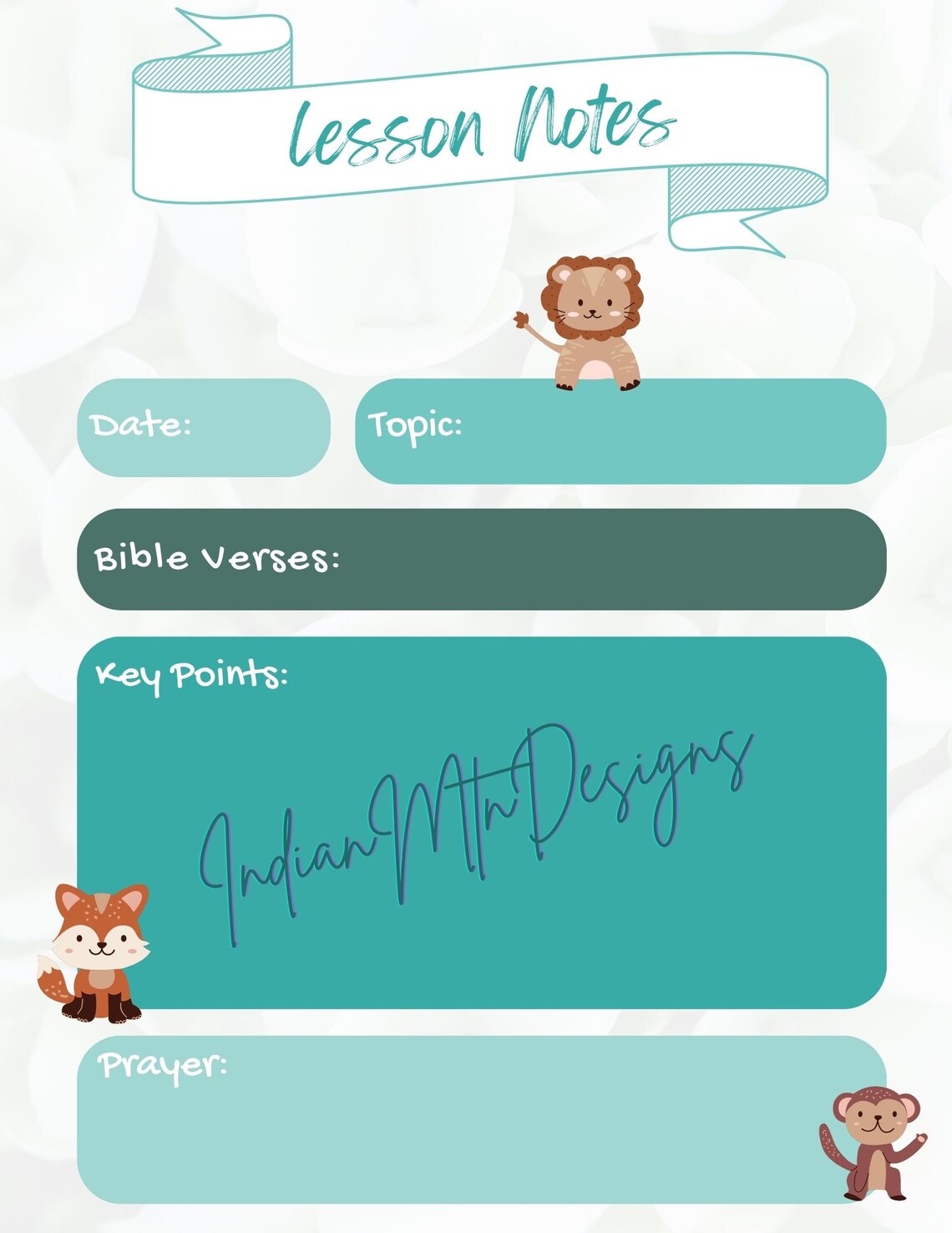 Set of 5 Church Lesson Notes, Printable Bible Activity, Kids Bible ...